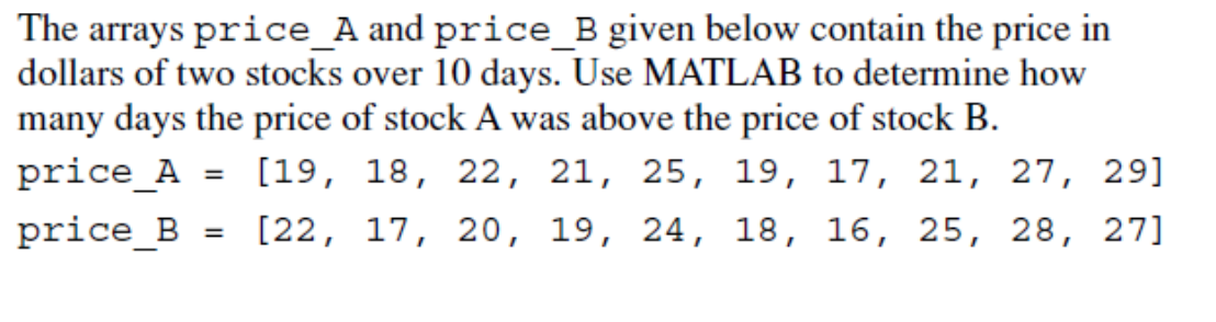Solved The arrays price_A and price_B given below contain | Chegg.com