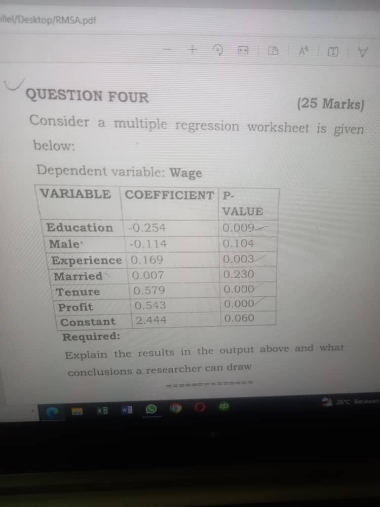 Solved QUESTION FOUR (25 Marks) Consider a multiple | Chegg.com