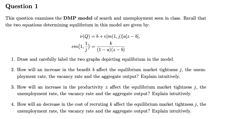 Question 1 This question examines the DMP model of | Chegg.com