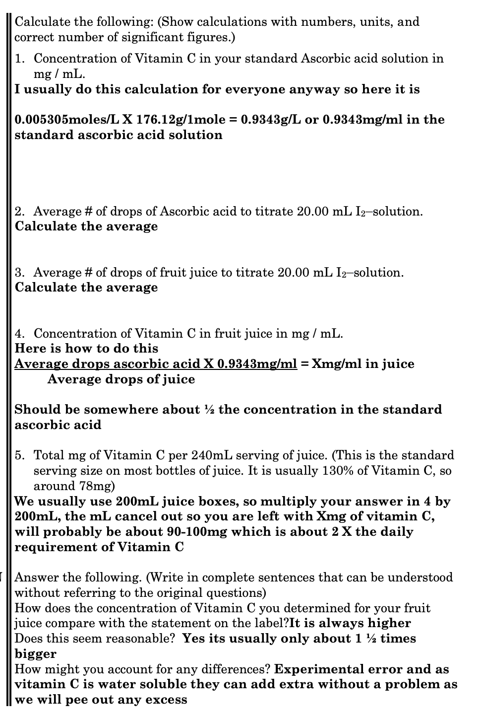 Solved Chemistry 140 DETERMINATION OF VITAMIN C IN FRUIT | Chegg.com