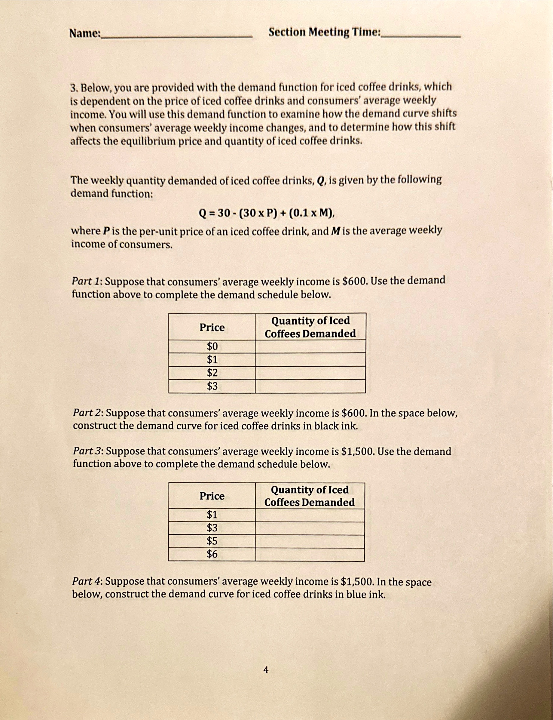 Solved Name: Section Meeting Time: 3. Below, you are | Chegg.com