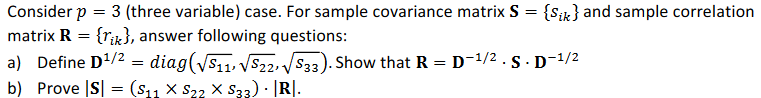 Solved Consider p=3 (three variable) ﻿case. For sample | Chegg.com