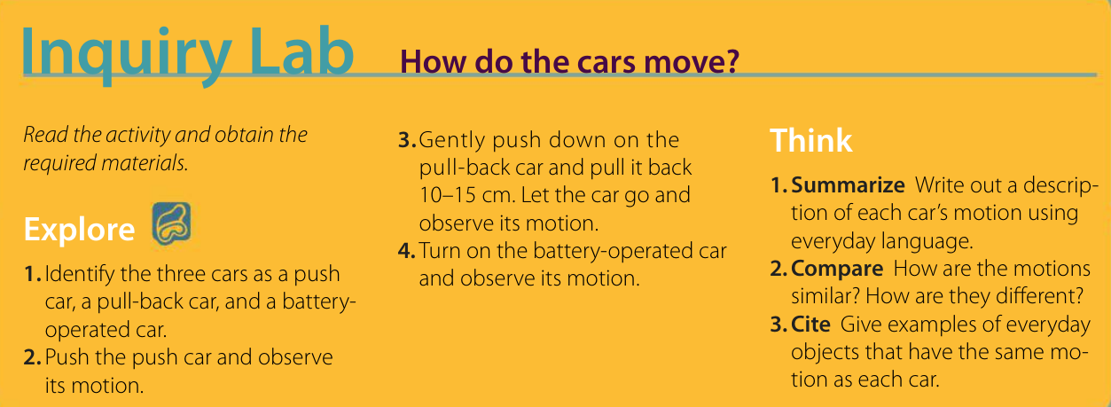 Solved Inquiry Lab How do the cars move?\\nRead the activity | Chegg.com