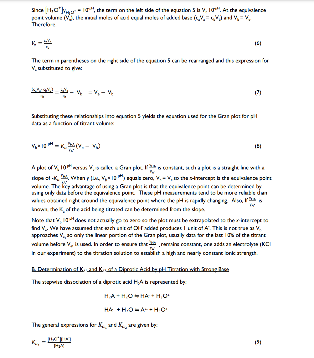 A. Gran Plots In the present analysis, you will use a | Chegg.com