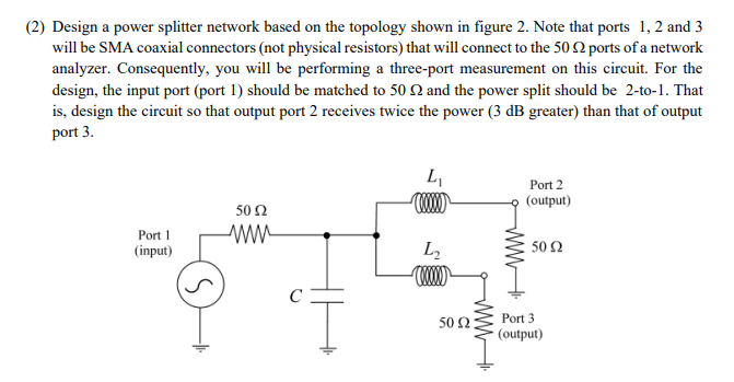 (2) Design a power splitter network based on the | Chegg.com