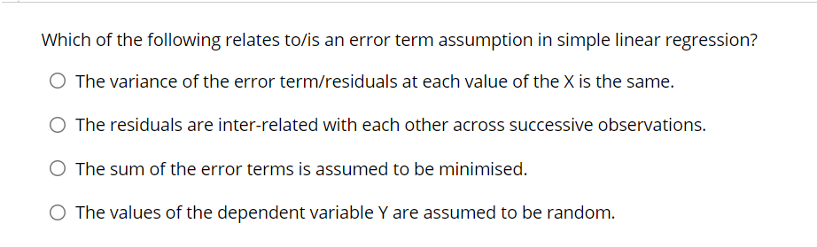 Solved Which of the following relates to/is an error term | Chegg.com