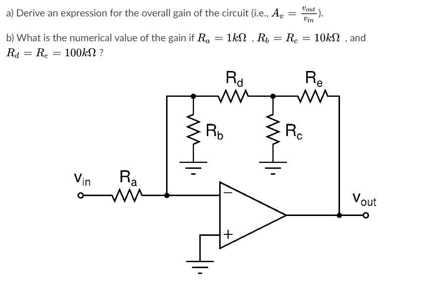 Solved Vout a) Derive an expression for the overall gain of | Chegg.com