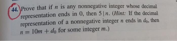 Solved 44.Prove that if n is any nonnegative integer whose | Chegg.com