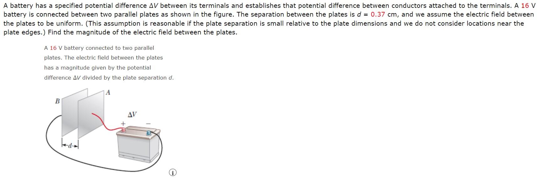 Solved battery has a specified potential difference ΔV | Chegg.com