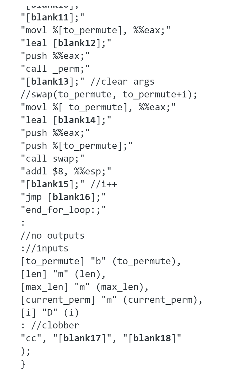 Solved Complete The Inline Assembly Code To Implement The 