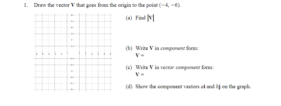 Solved 1. Draw the vector V that goes from the origin to the | Chegg.com