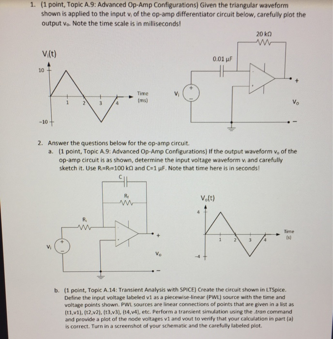 Solved (1 point, Topic A.9: Advanced Op-Amp Configurations) | Chegg.com