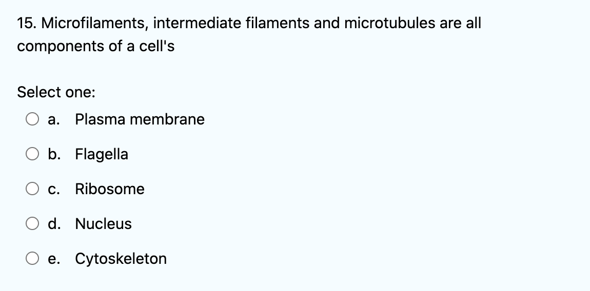 Solved 15. Microfilaments, intermediate filaments and | Chegg.com