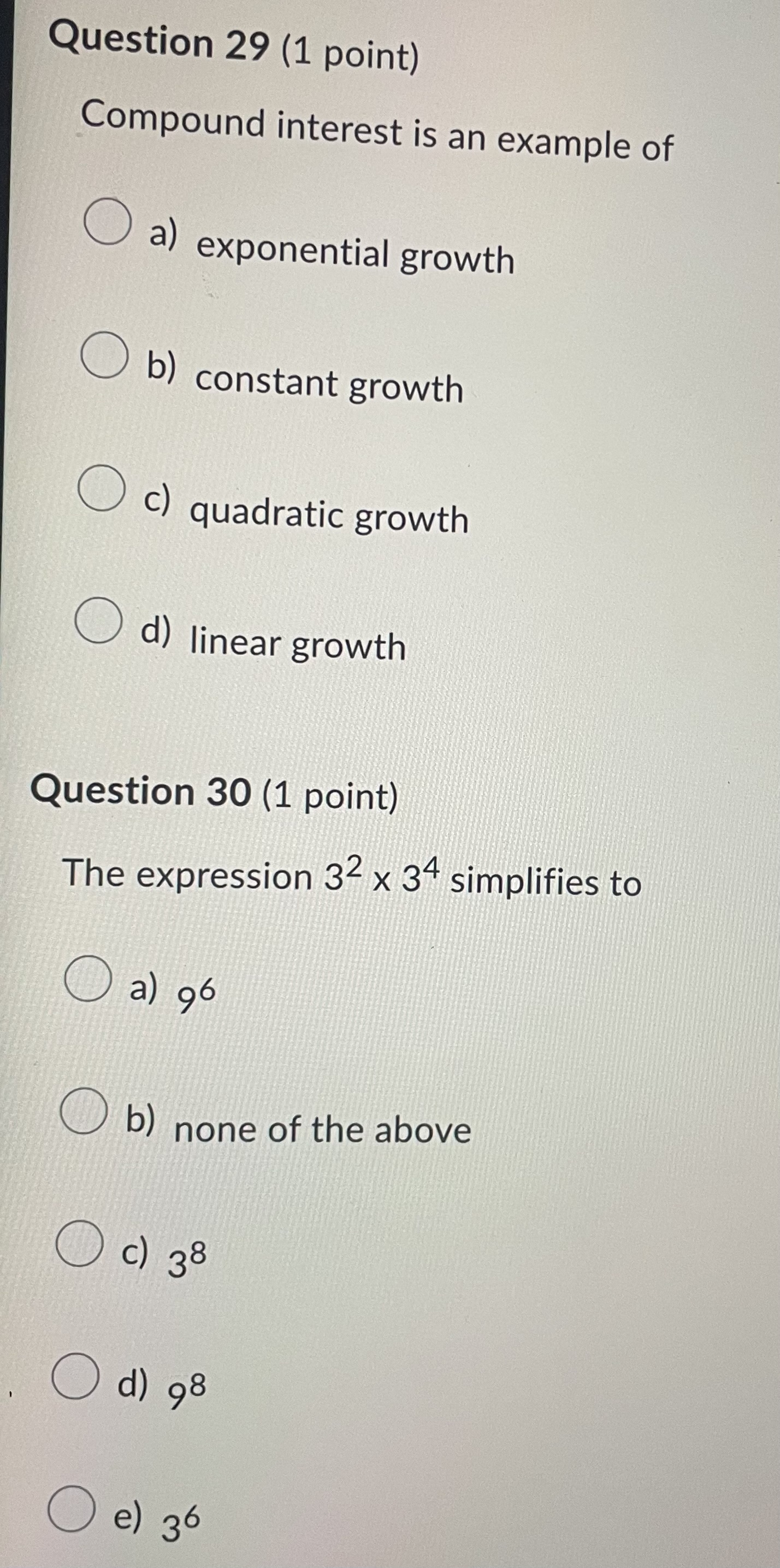 Solved Compound interest is an example of a) exponential | Chegg.com