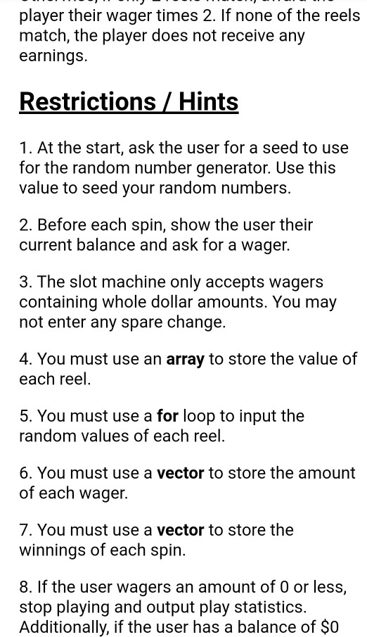 Description Assignment You will be writing a program | Chegg.com