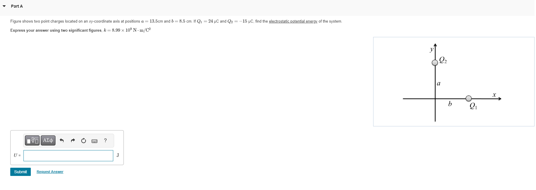 Solved Figure shows two point charges located on an | Chegg.com