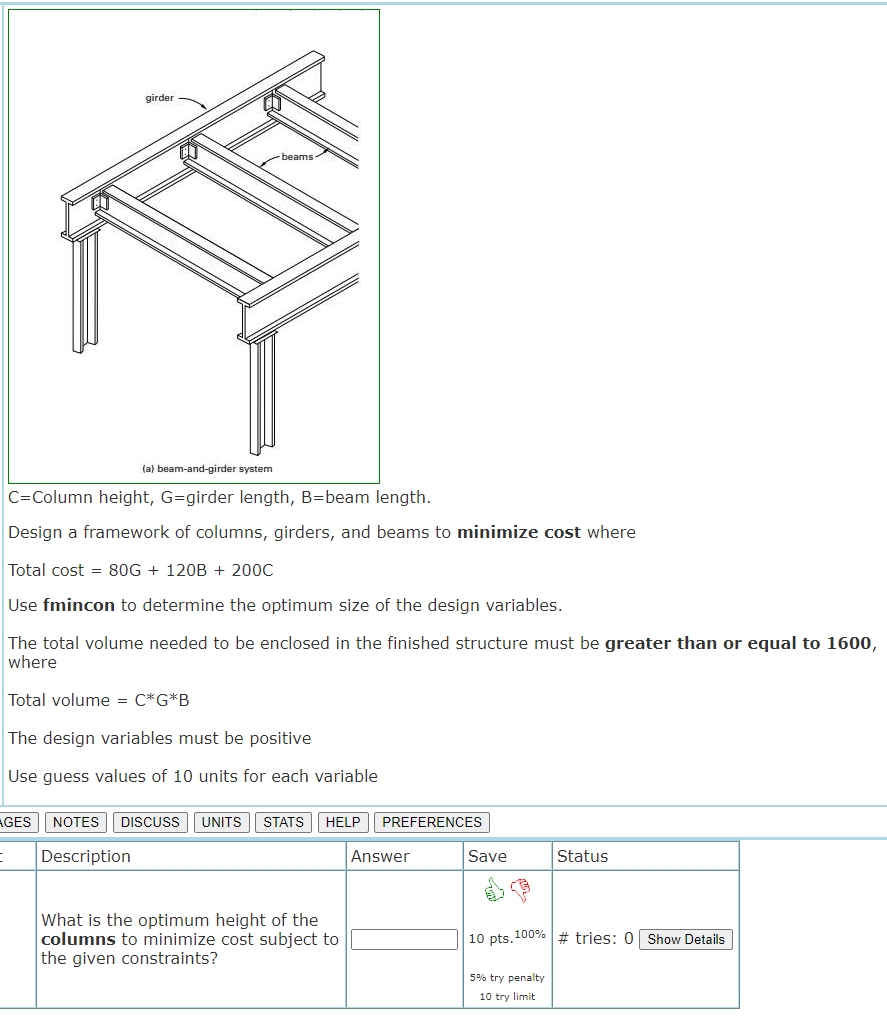girder -beams (a) beam-and-girder system C=Column | Chegg.com