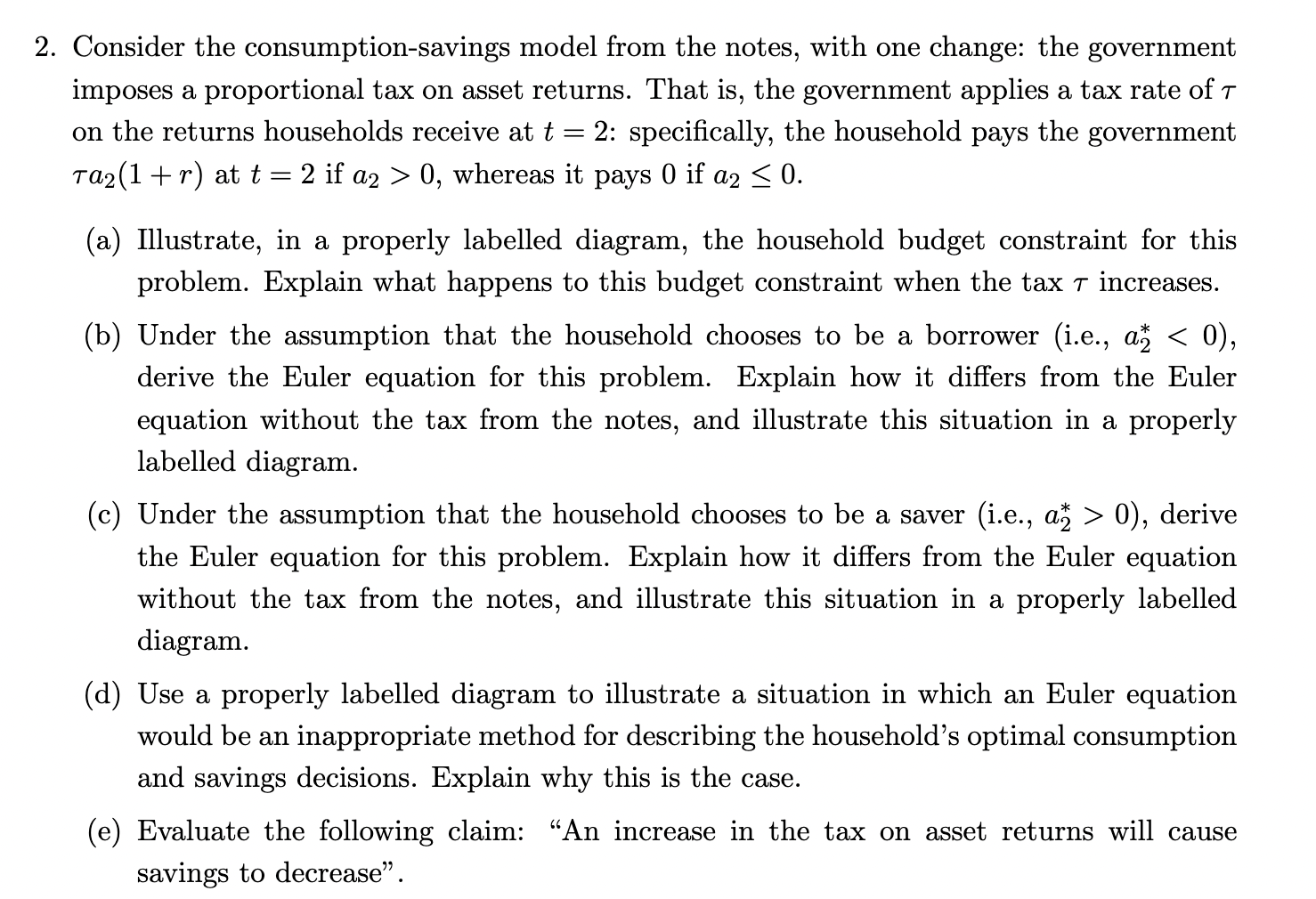 Solved Consider the consumption-savings model from the | Chegg.com