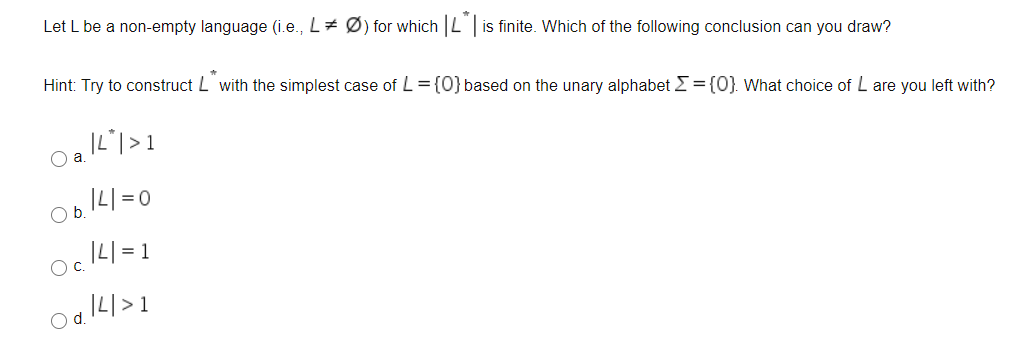 Solved Let L be a non-empty language (i.e., L + Ø) for which | Chegg.com