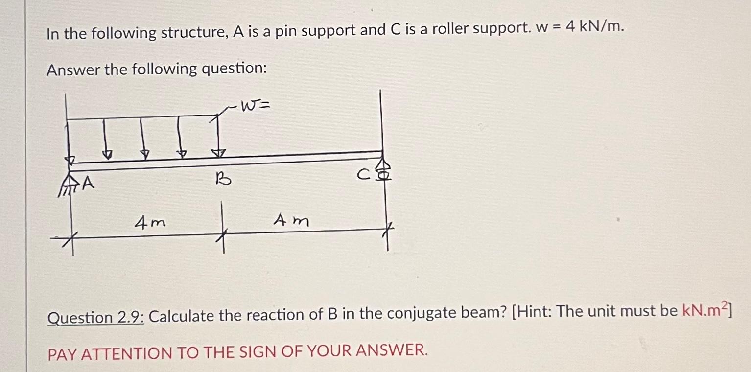 Solved In the following structure, A is a pin support and C | Chegg.com