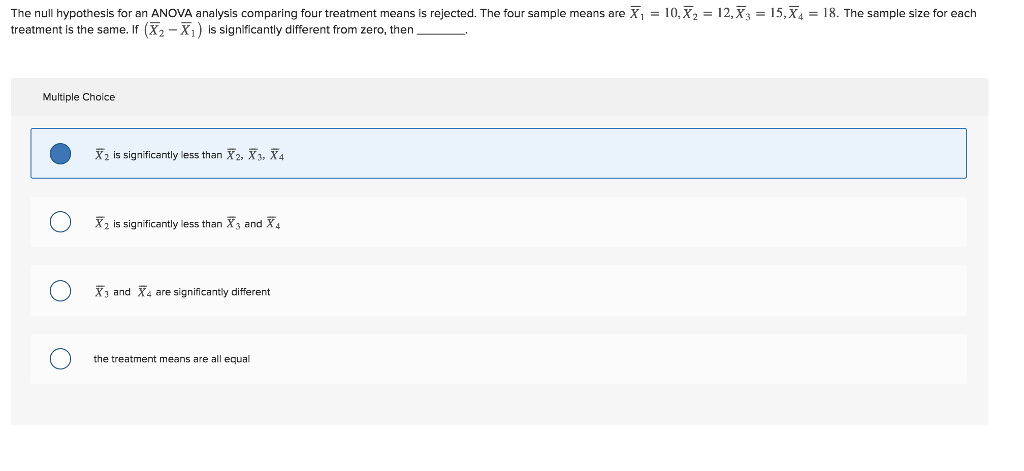 Solved The null hypothesis for an ANOVA analysis comparing | Chegg.com