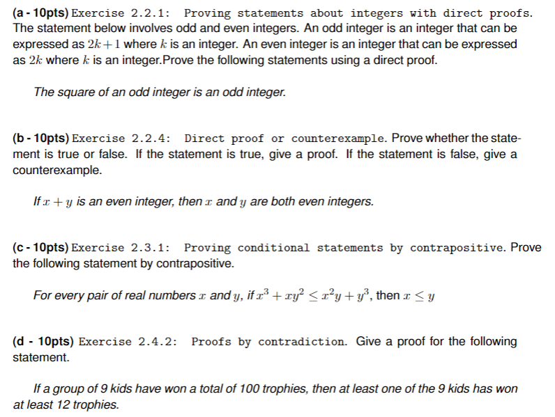 Solved (a 10pts) Exercise 2.2.1: Proving statements about | Chegg.com