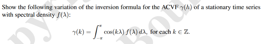 Show the following variation of the inversion formula | Chegg.com