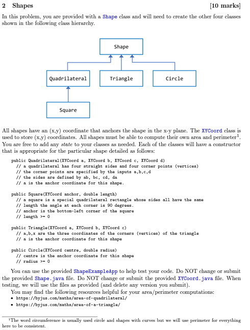 Solved 2 Shapes [10 marks] In this problem, you are provided | Chegg.com