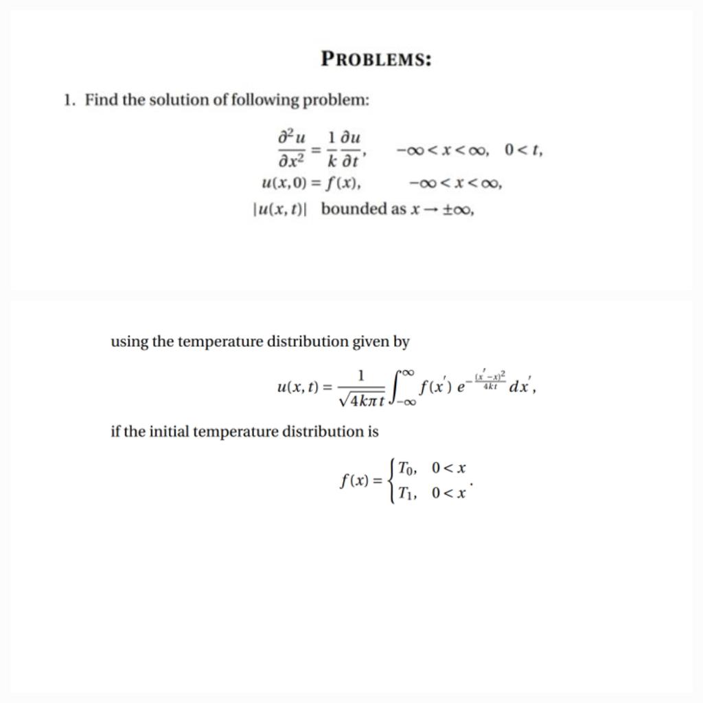 Solved 1. Find the solution of following problem: | Chegg.com