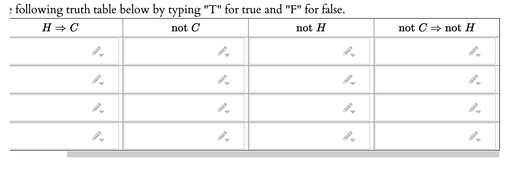 Solved Complete the following truth table below by typing | Chegg.com