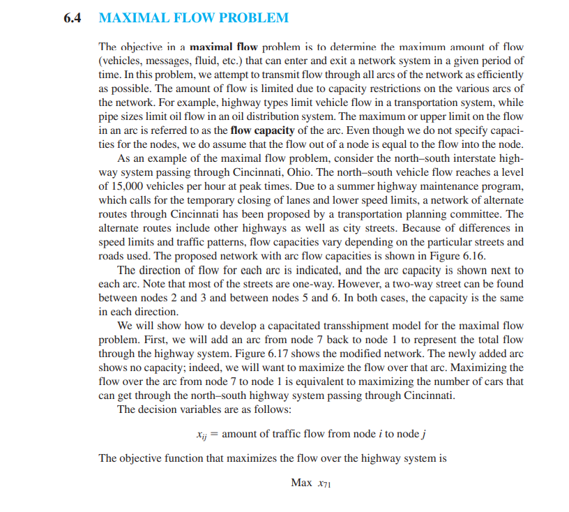 Solved 6.4 MAXIMAL FLOW PROBLEM The objective in a maximal | Chegg.com