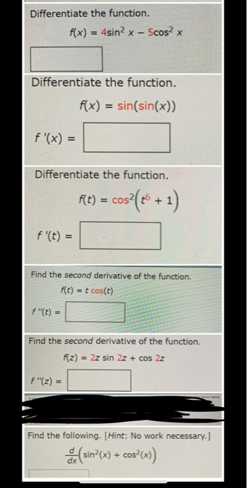 Solved Differentiate the function. Differentiate the | Chegg.com Solved Differentiate the function. Differentiate the | Chegg.com