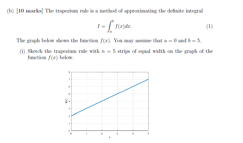 Solved (b) (10 marks) The trapezium rule is a method of | Chegg.com