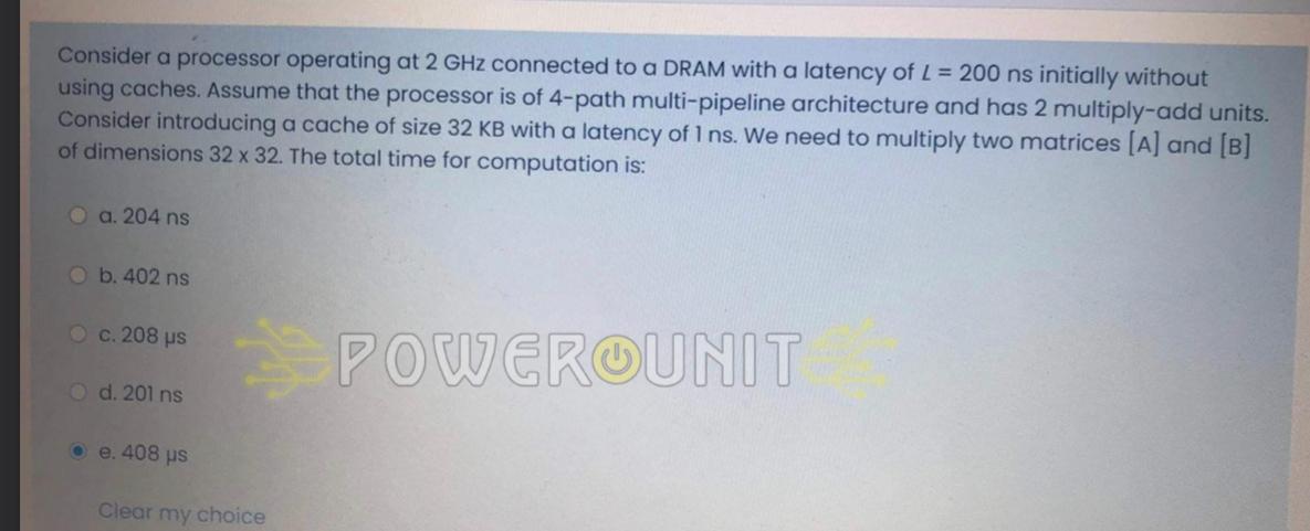Solved Consider a processor operating at 2 GHz connected to | Chegg.com