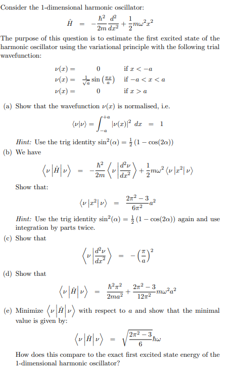 Solved Consider the 1-dimensional harmonic oscillator: h? f | Chegg.com
