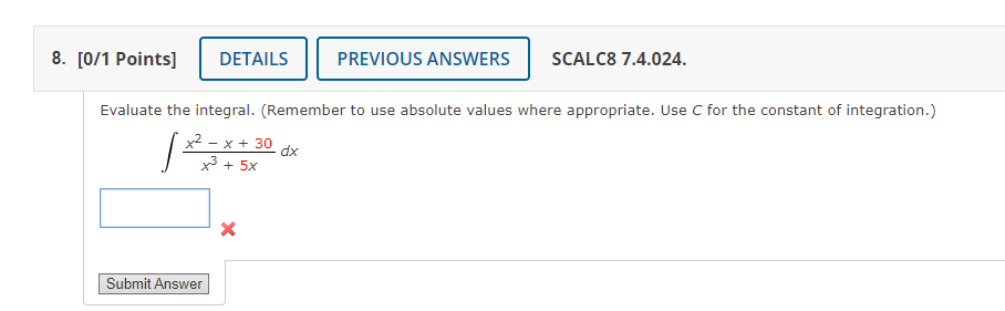 Solved Evaluate the integral. (Remember to use absolute | Chegg.com