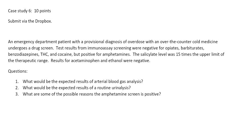 Solved Case study 6: 10 points Submit via the Dropbox. An | Chegg.com