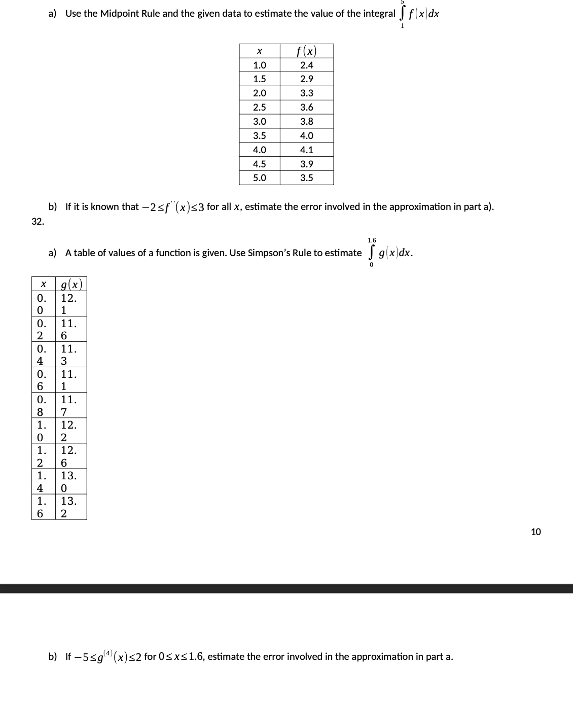 Solved a) Use the Midpoint Rule and the given data to | Chegg.com