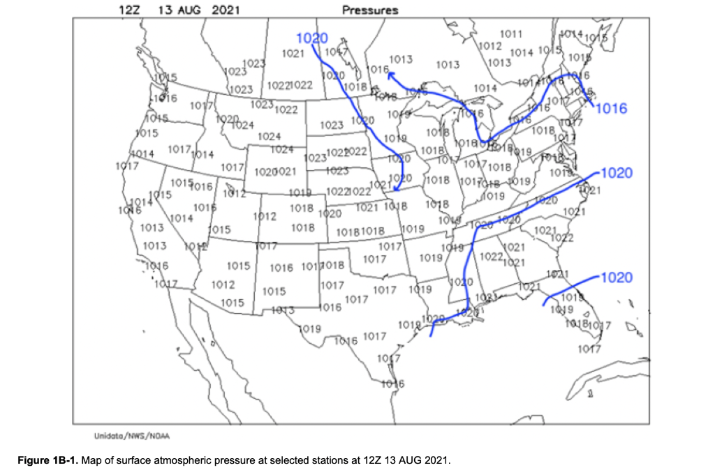 Solved Figure 1B-1. Map of surface atmospheric pressure at | Chegg.com