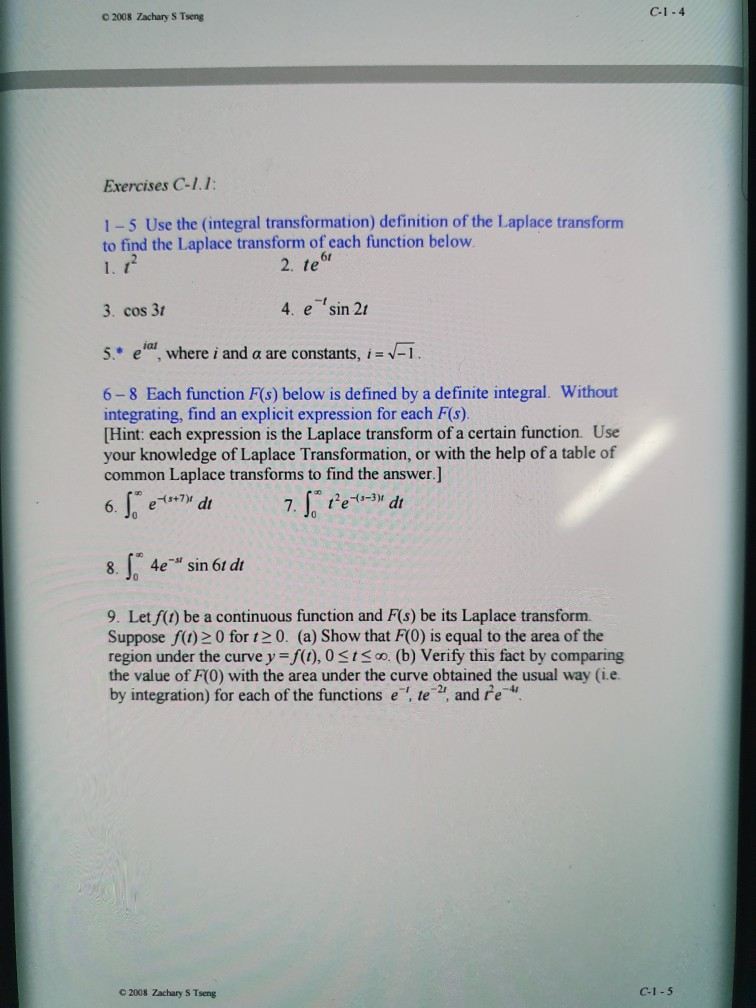 Solved 2008 Zachary S Tseng C-1-4 Exercises C-1.1: 1-5 Use | Chegg.com
