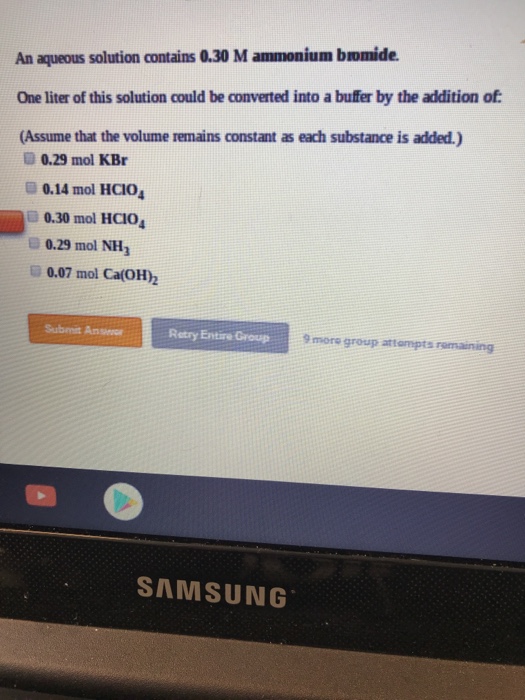 Solved An aqueous solution contains 0.30 M ammonium bomide. | Chegg.com