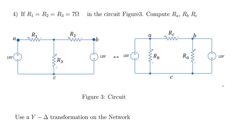 Solved If R1 = R2 = R3 = 7Ω in the circuit Figure3. Compute | Chegg.com