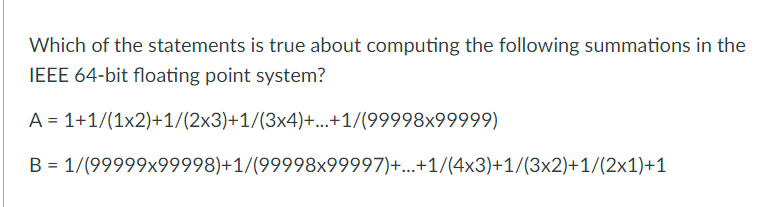 Solved Which of the statements is true about computing the | Chegg.com