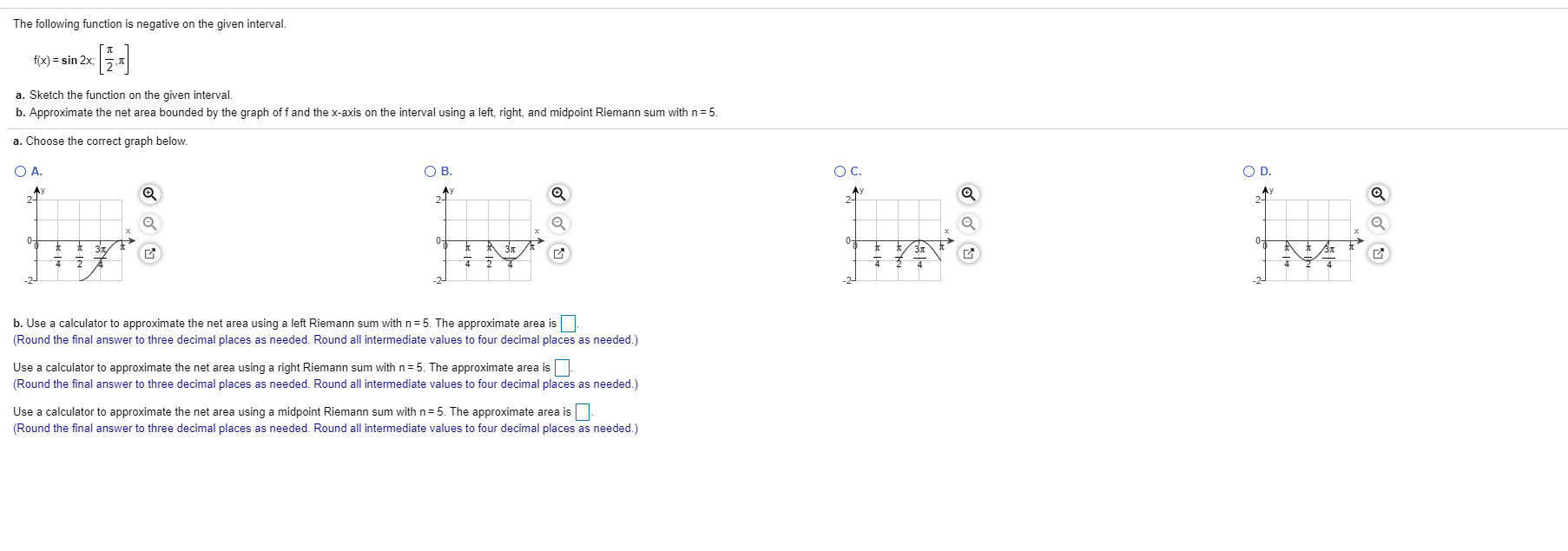 Solved The following function is negative on the given | Chegg.com