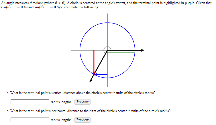 Solved An angle measures θ radians (where θ>0 ). A circle is | Chegg.com