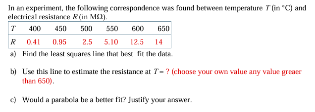Solved In an experiment, the following correspondence was | Chegg.com