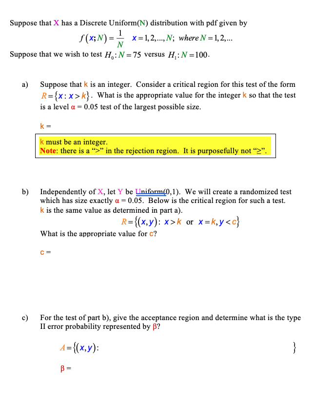 Solved Suppose that X has a Discrete Uniform(N) distribution | Chegg.com