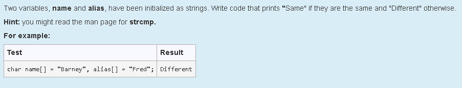 Solved Two variables, name and alias, have been initialized | Chegg.com