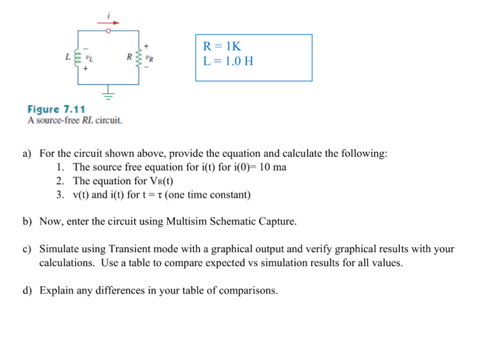 Solved Figure 7.11 A source-free RL circuit. a) For the | Chegg.com