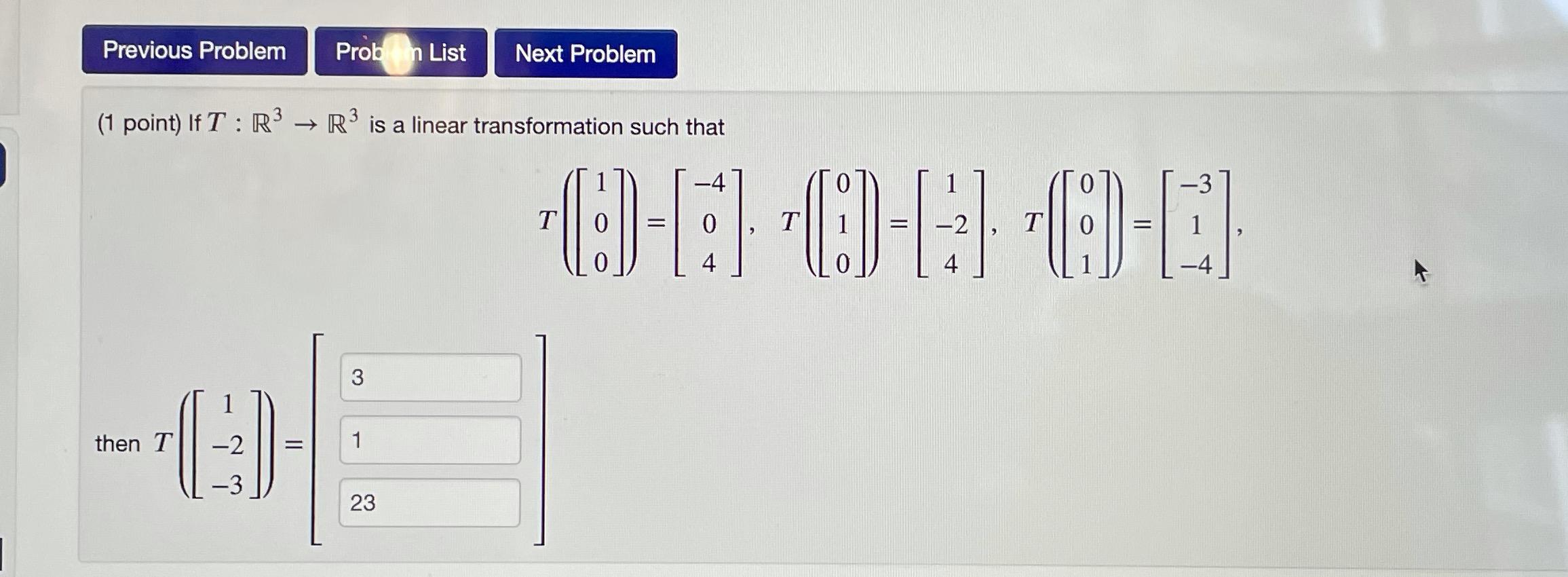 Solved Previous Problem Probn List Next Problem (1 point) If | Chegg.com